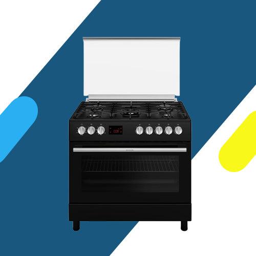 بوتاجاز جورينيا غاز 90×60 سم أسود – 5 شعلات ومروحة – نظام تنظيف ذاتي ...